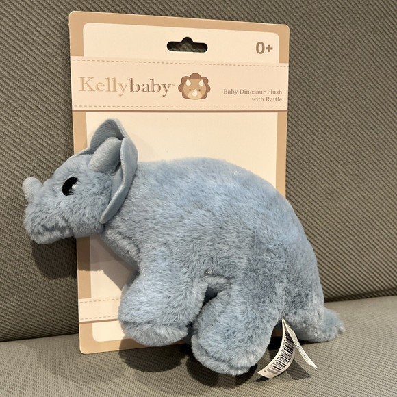 Kellytoy | Toys | Kellybaby Blue Dinosaur Plush W Rattle Stuffed Dino ...